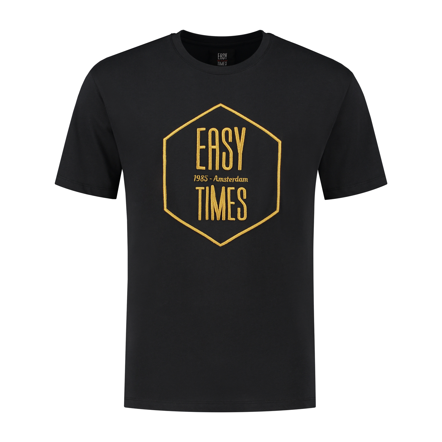 Gold Embroidered Logo Tee (Black)